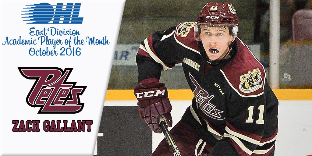 Zach Gallant Named OHL Academic Player of the Month - Peterborough Petes