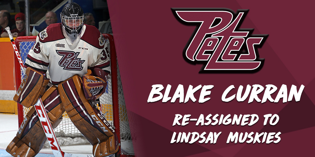 Blake Curran Re-Assigned to Lindsay Muskies - Peterborough Petes