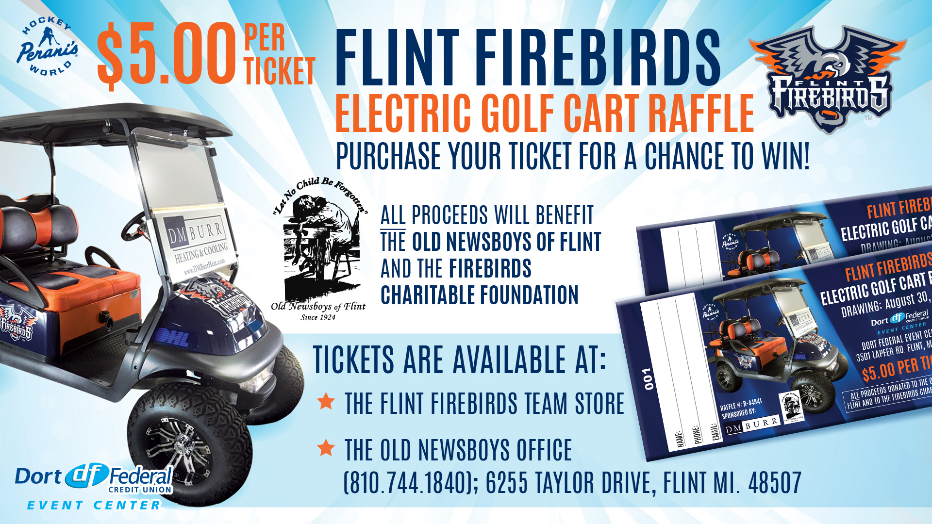 Firebirds & Old Newsboys Partner for Golf Cart Raffle - Flint Firebirds