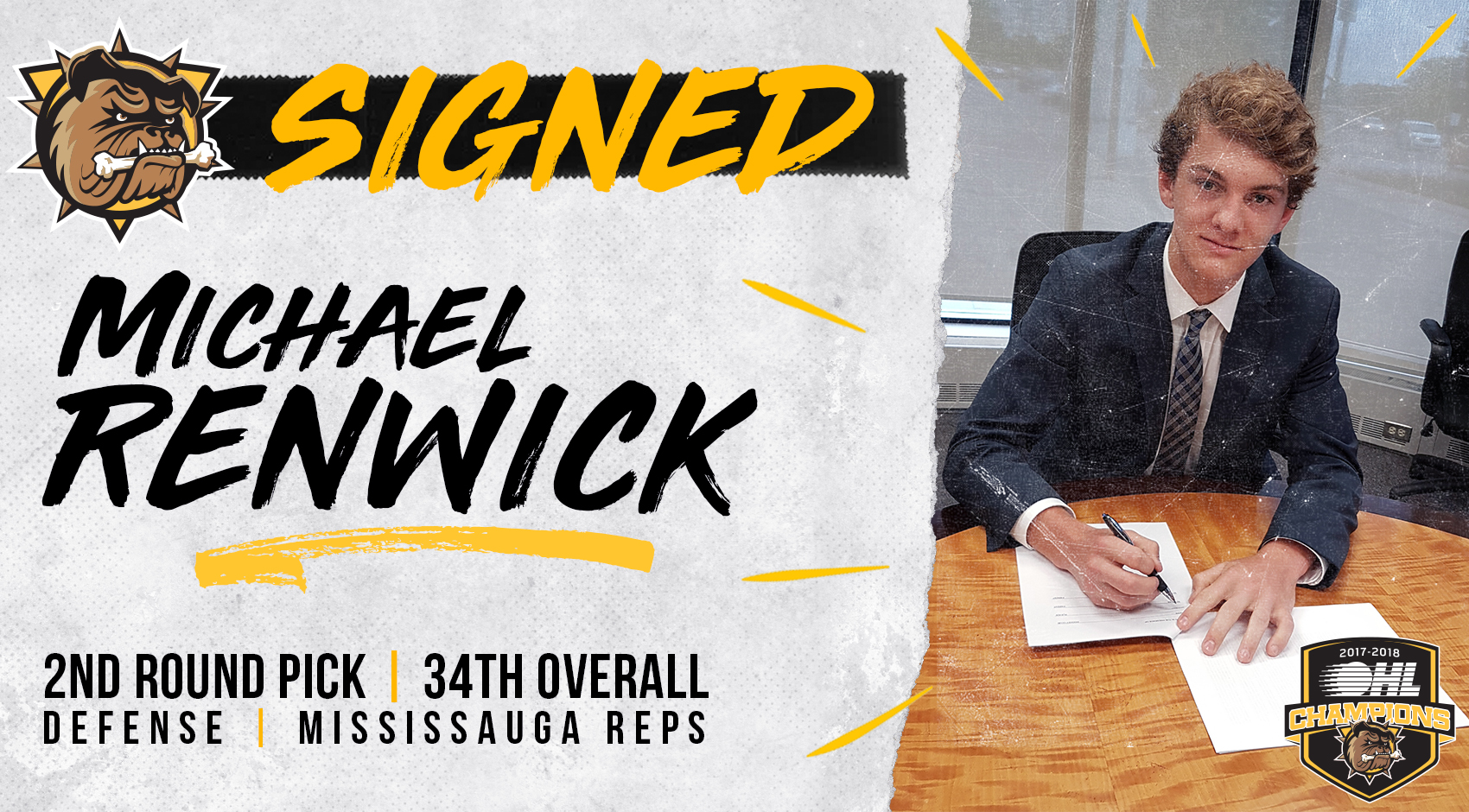 MICHAEL RENWICK COMMITS TO BULLDOGS - Brantford Bulldogs