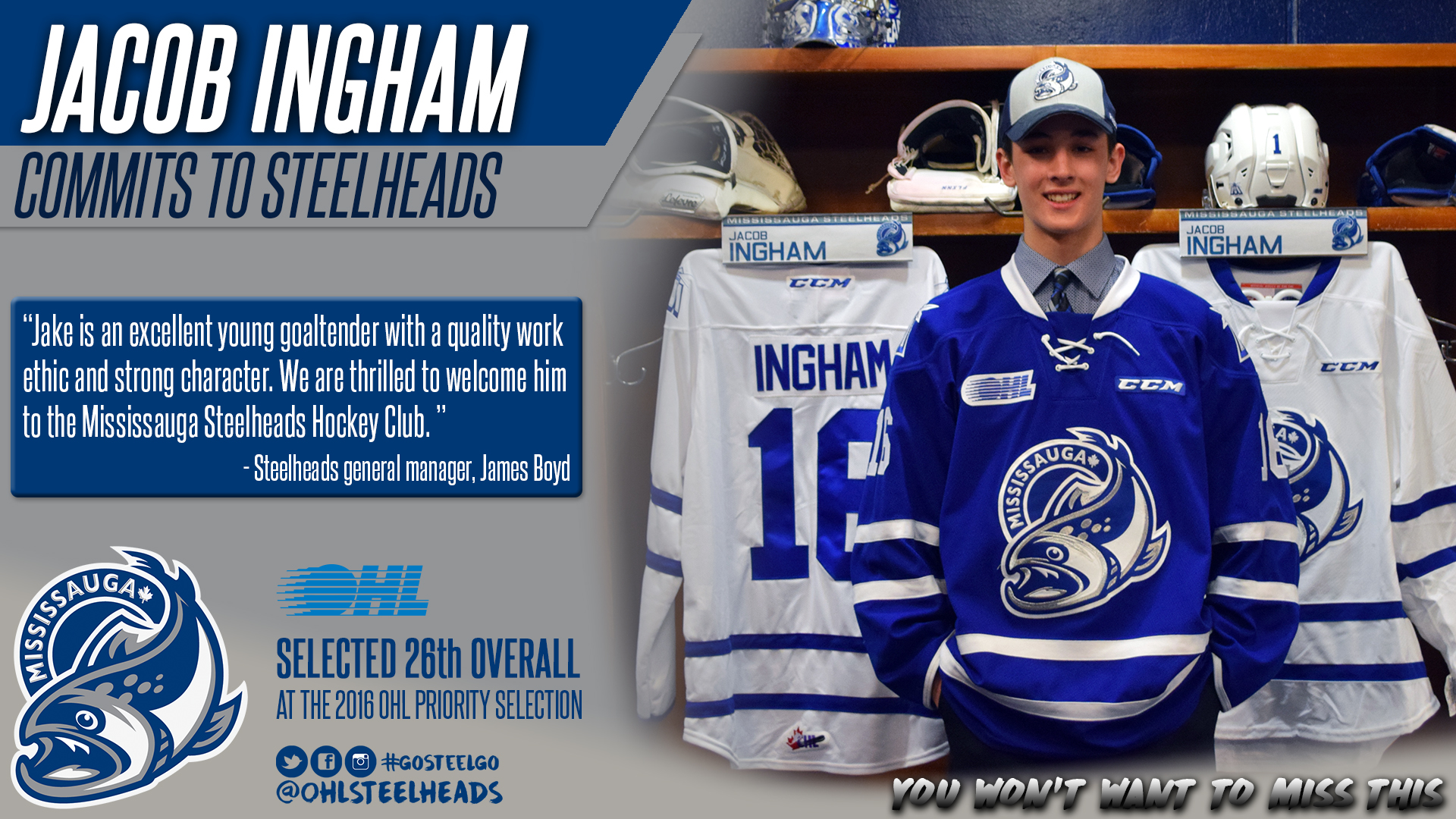 Jacob Ingham Commits to Steelheads - Brampton Steelheads