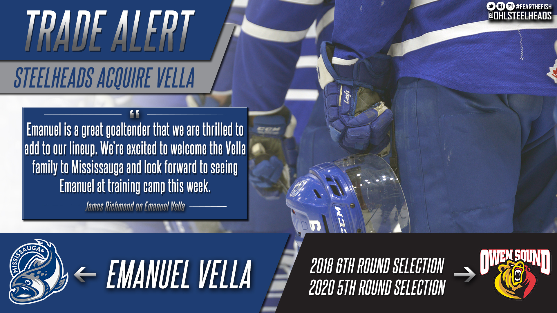 Steelheads acquire goaltender, Emanuel Vella from Owen Sound - Brampton ...