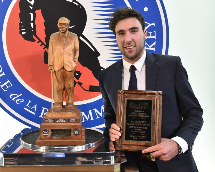 Mike Amadio: OHL Most Sportsmanlike Player (William Hanley Memorial ...