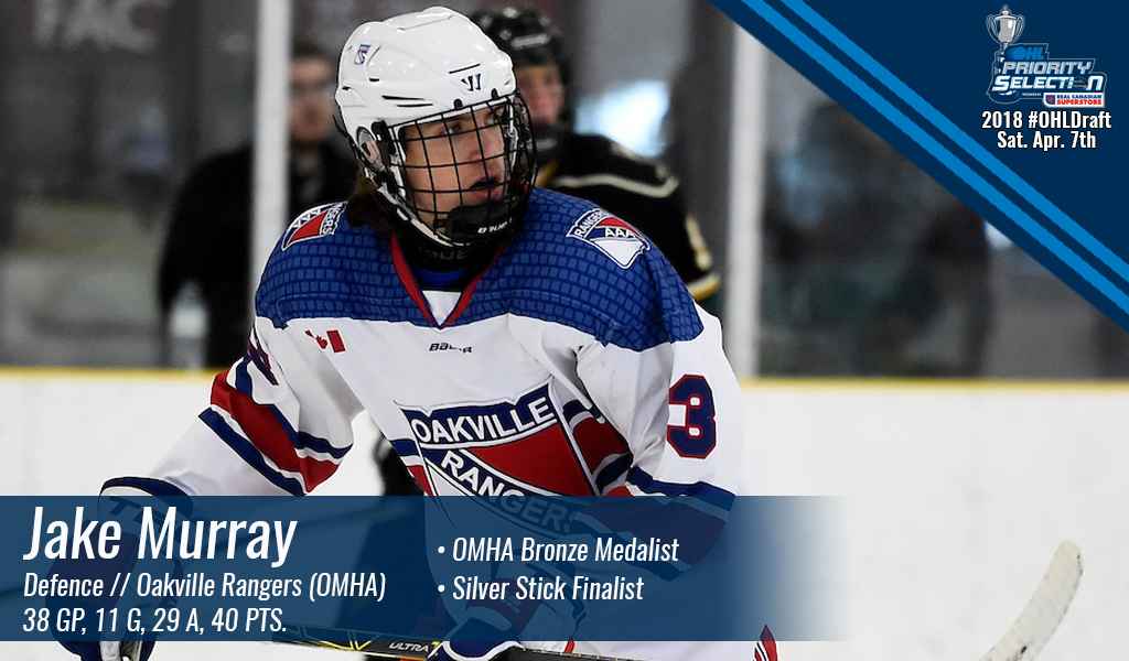 2018 OHL Priority Selection Profile: Jake Murray - Ontario Hockey League