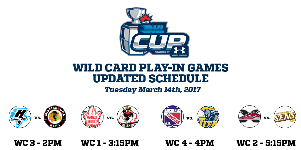 Revised Schedule for Wild Card Play-In Games - OHL Cup