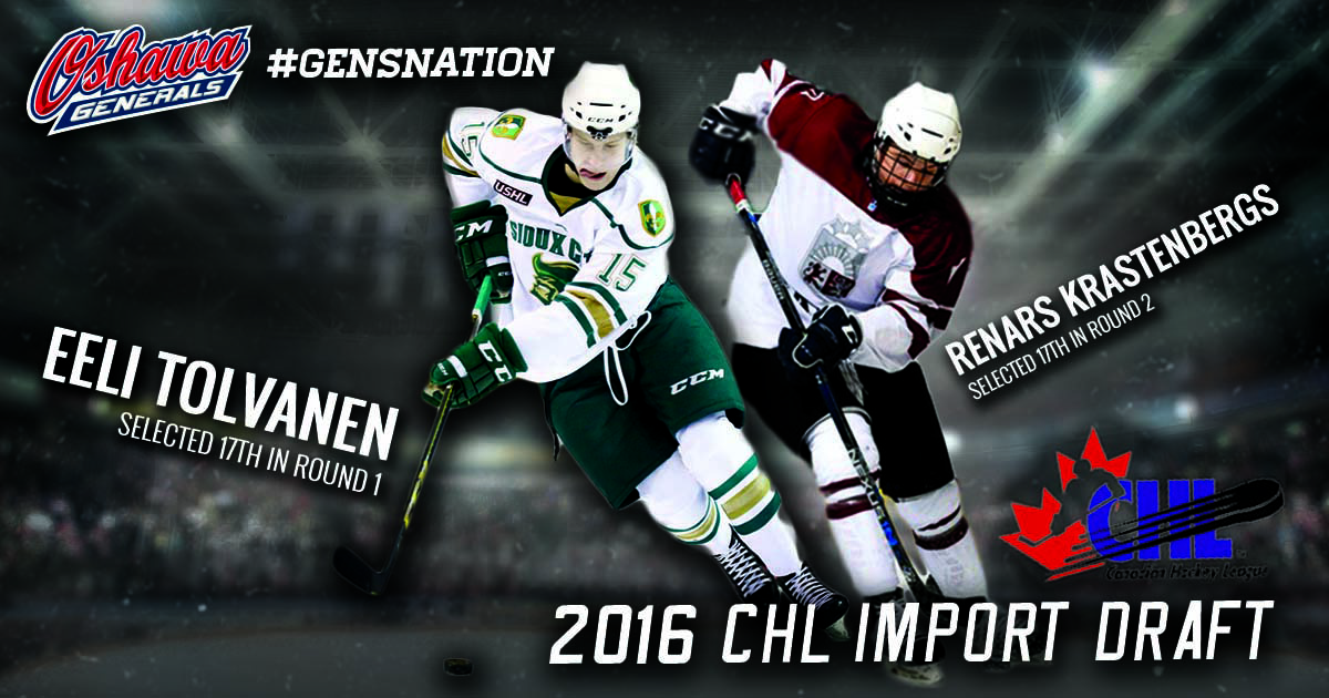 CHL IMPORT DRAFT 2016 - Oshawa Generals