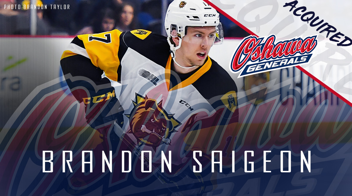 Generals Acquire Brandon Saigeon from Bulldogs in Exchange for Draft ...