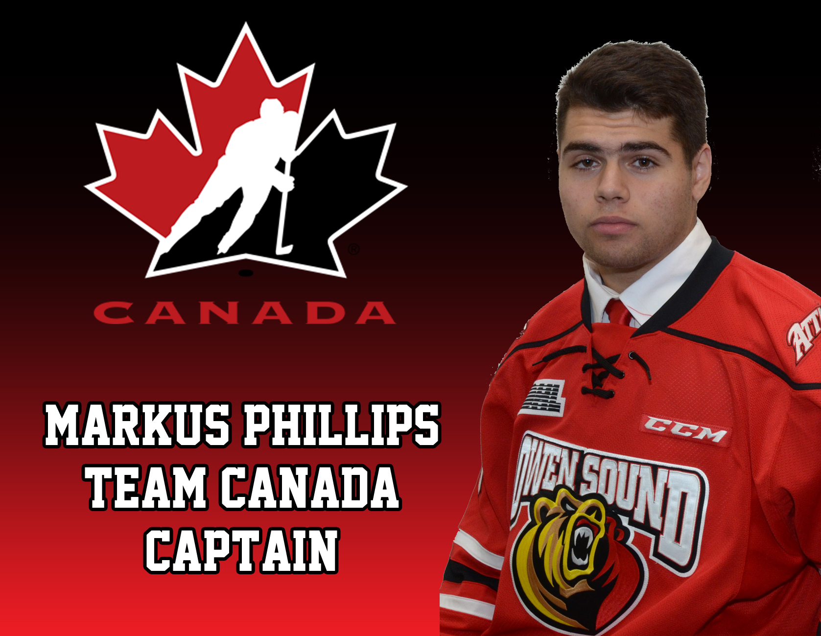 Markus Phillips named Captain of Team Canada - Owen Sound Attack