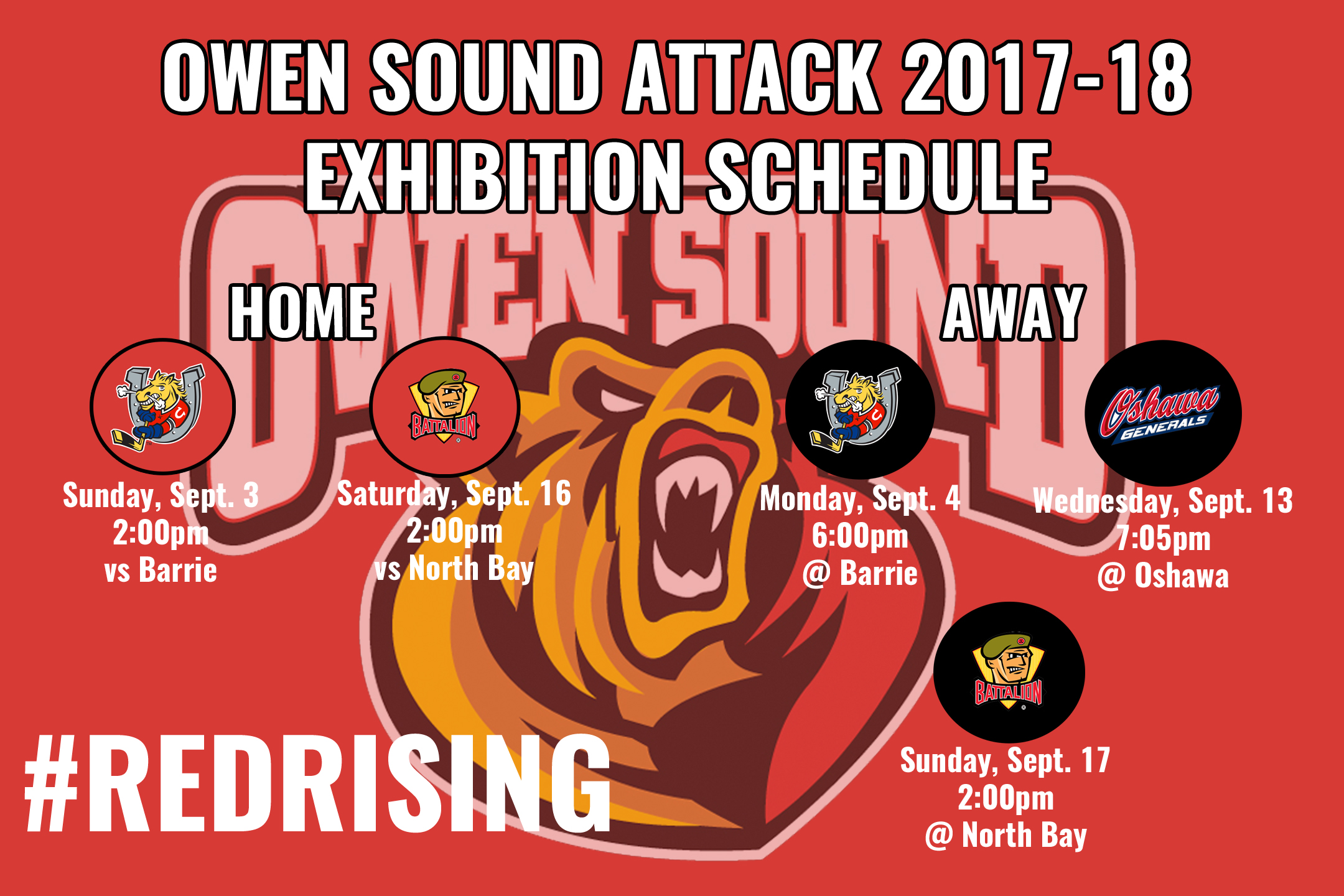 Attack to play five exhibition contests - Owen Sound Attack