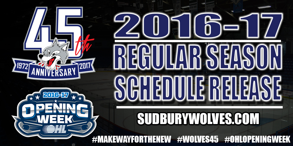 2016-17 Regular Season Schedule Released! - Sudbury Wolves