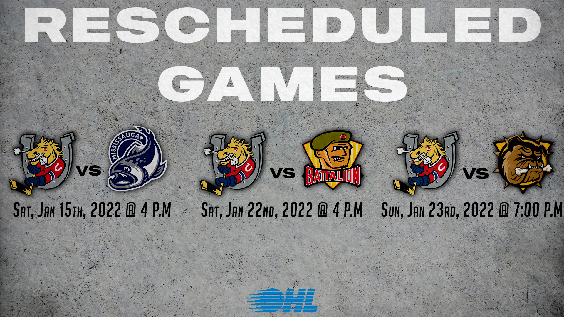 New Dates of Rescheduled Games - Barrie Colts