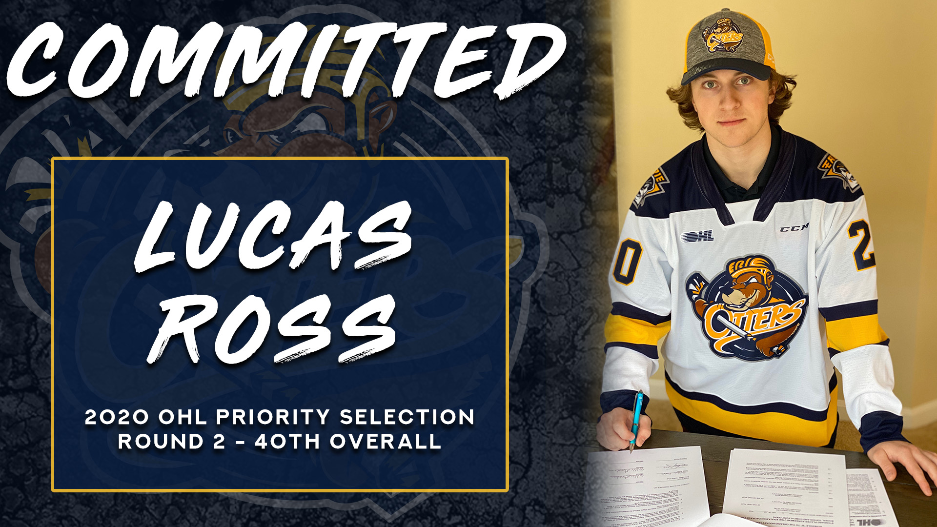 Otters Receive Commitment from Second Round Pick Lucas Ross - Erie Otters