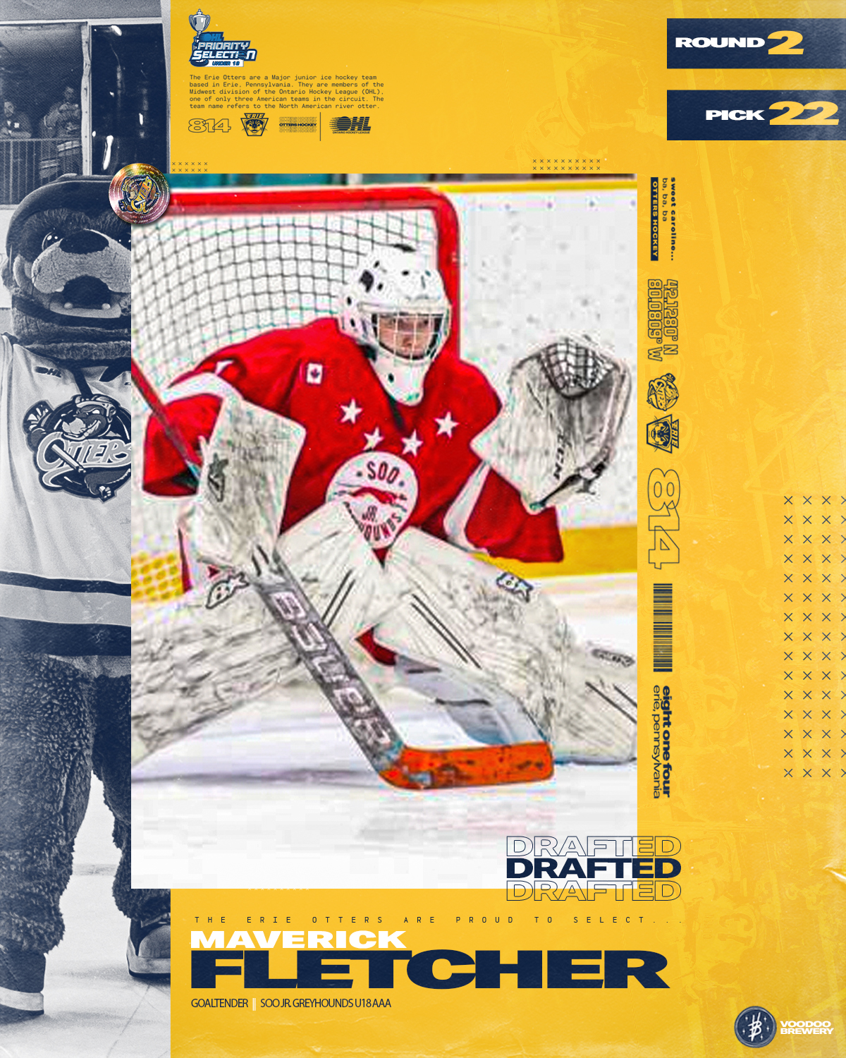 HAMMOND, FLETCHER, DION TAKEN BY OTTERS IN 2023 U18 DRAFT - Erie Otters