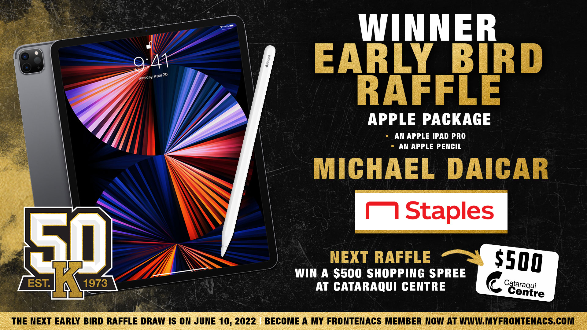 Early Bird Raffle Winner – Apple Package - Kingston Frontenacs