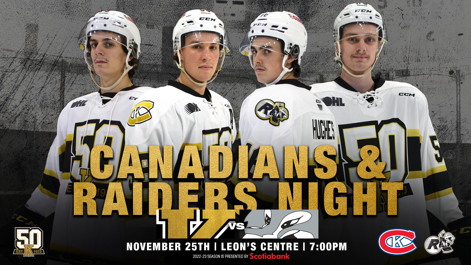 50th Anniversary Jersey Reveal - Canadians & Raiders Night - Kingston ...