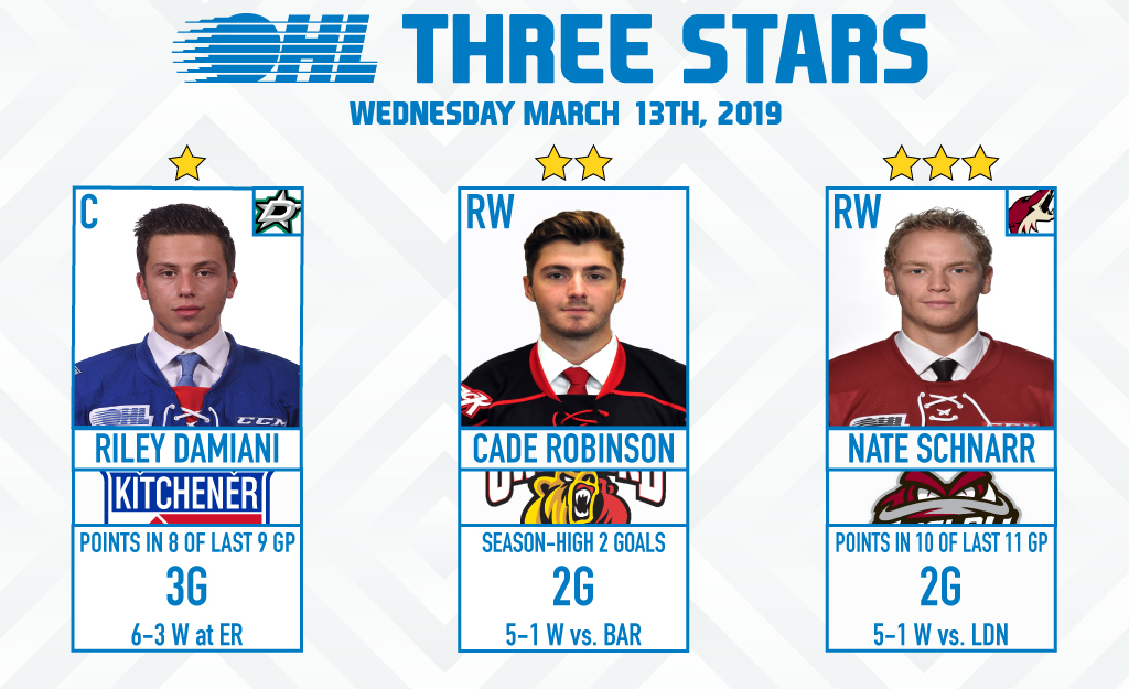 Cade Robinson named 2nd Star of the Night in OHL - Owen Sound Attack