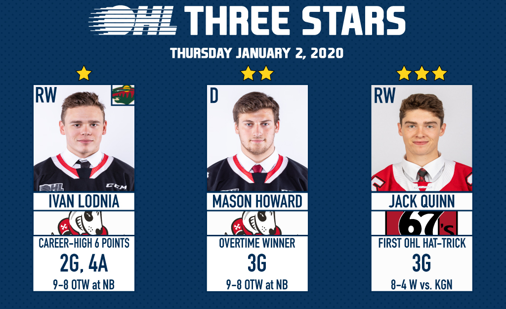 Lodnia and Howard Named OHL 1st and 2nd Stars - January 2nd, 2020 ...