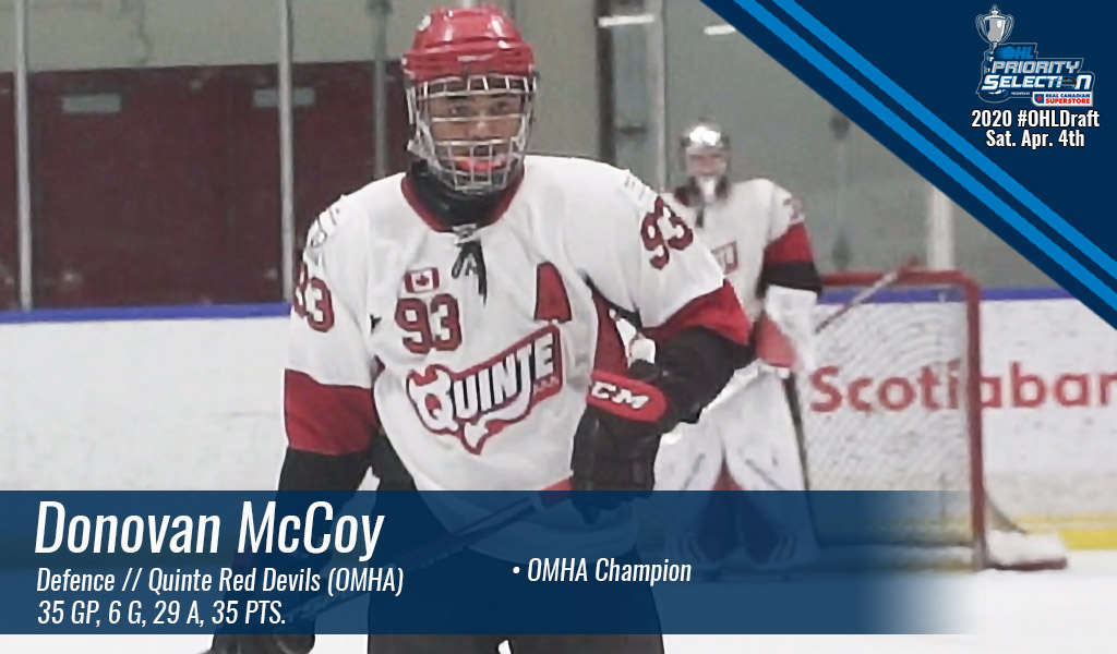 2020 OHL Priority Selection: Donovan McCoy - Ontario Hockey League