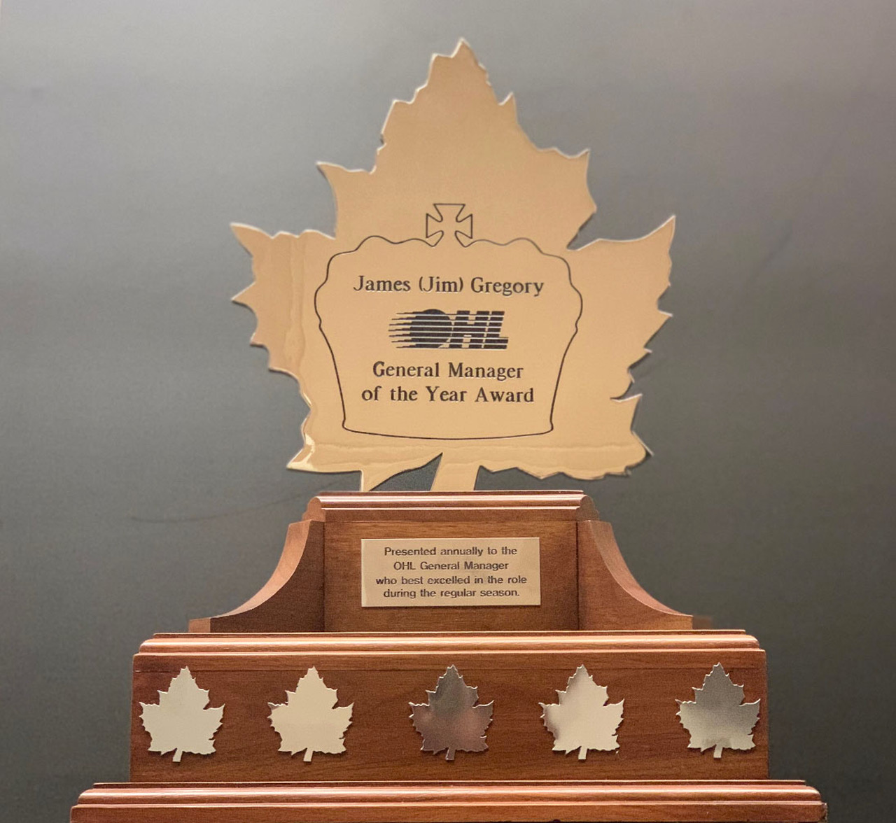 OHL unveils Jim Gregory Trophy awarded to General Manager of the Year ...