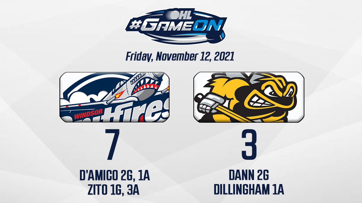 Nov. 12/21 - WSR (7) - SAR (3) - Ontario Hockey League