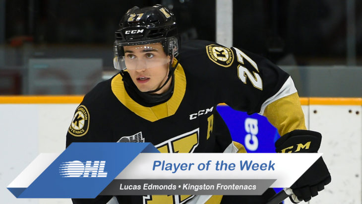 Frontenacs' Lucas Edmonds Named OHL Player of the Week - CHL