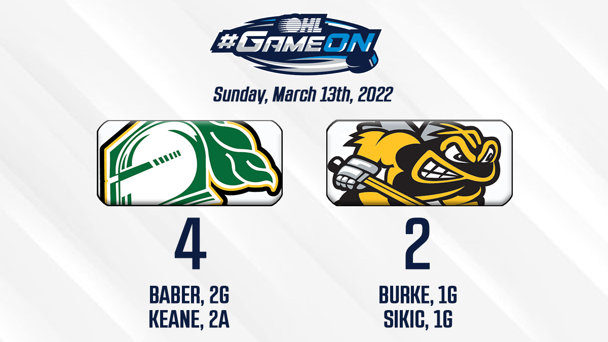 Mar. 13/22 - LDN (4) - SAR (2) - Ontario Hockey League