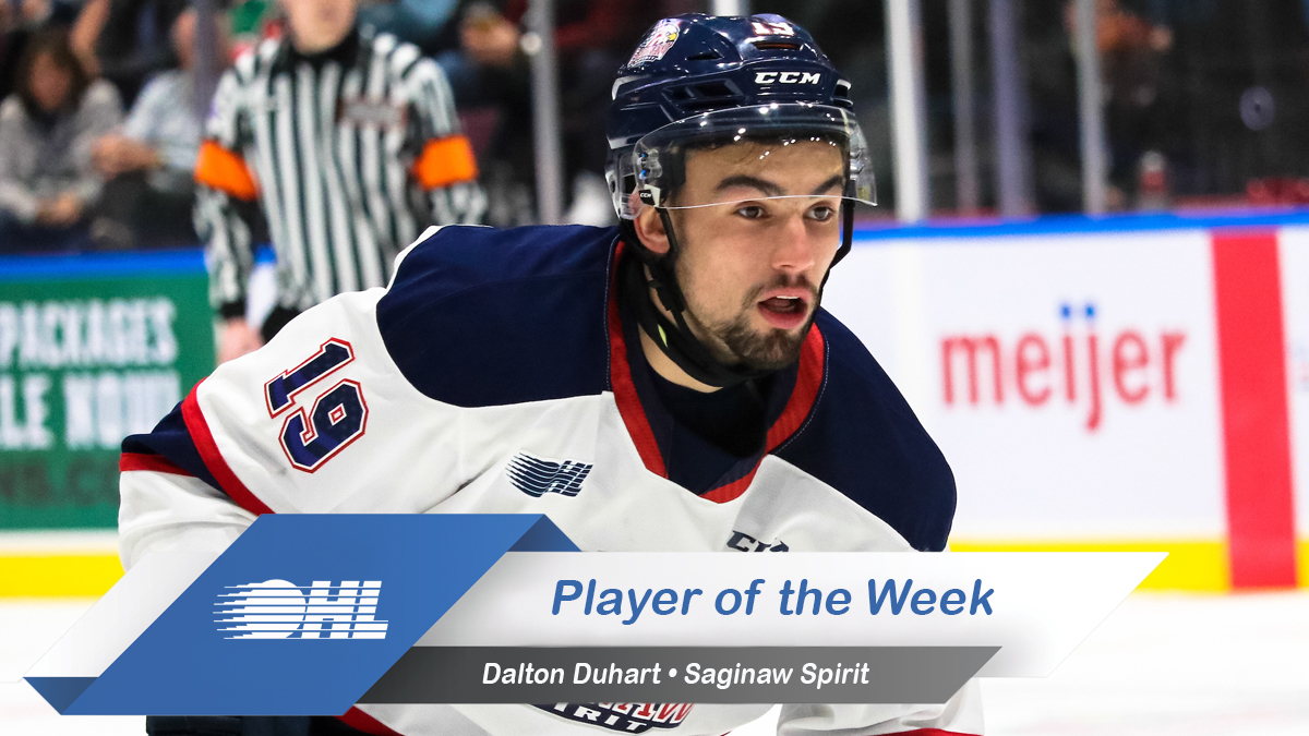 Spirit's Dalton Duhart Named OHL Player of the Week - Ontario Hockey League