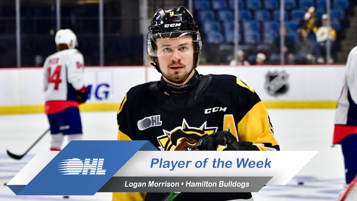 Bulldogs' Logan Morrison Named OHL Player of the Week - CHL