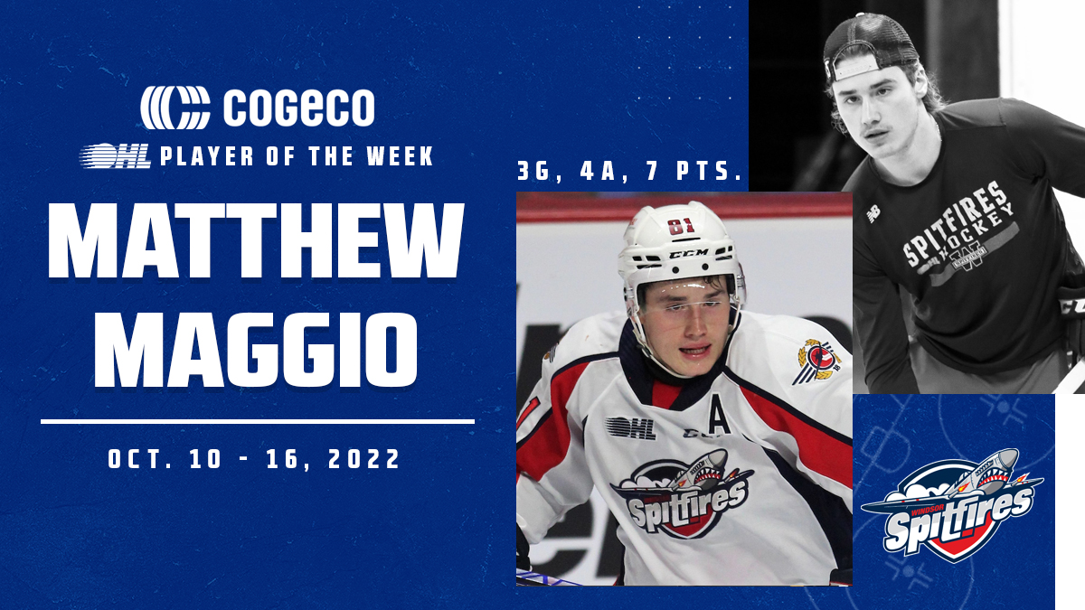Spitfires' Matthew Maggio named Cogeco OHL Player of the Week - Ontario ... Spitfires' Matthew Maggio named Cogeco OHL Player of the Week - Ontario ...
