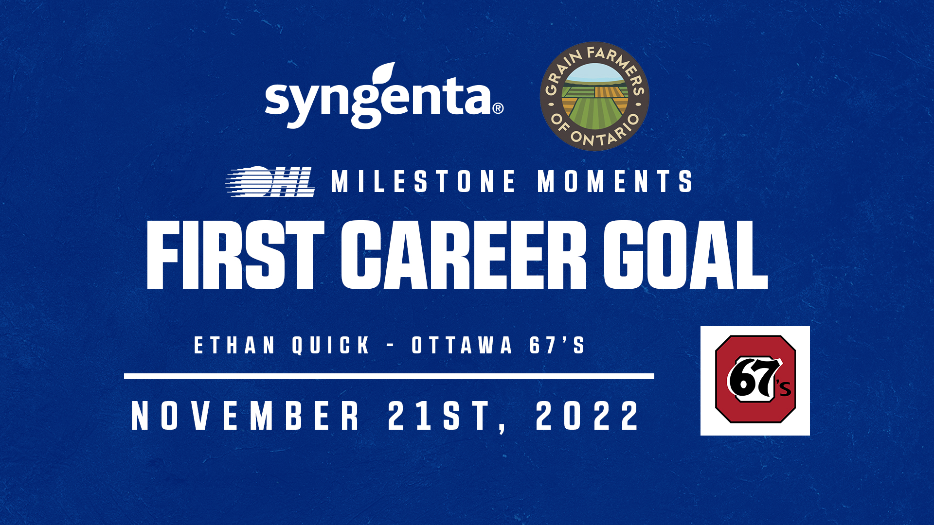 OHL Milestones | Ethan Quick | First Career Goal - Ontario Hockey League