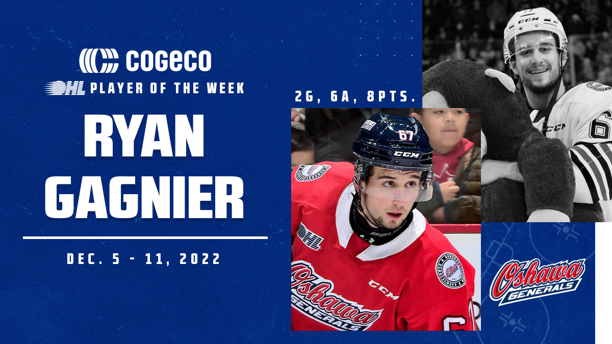 Generals’ Ryan Gagnier named Cogeco OHL Player of the Week - Ontario ... Generals’ Ryan Gagnier named Cogeco OHL Player of the Week - Ontario ...