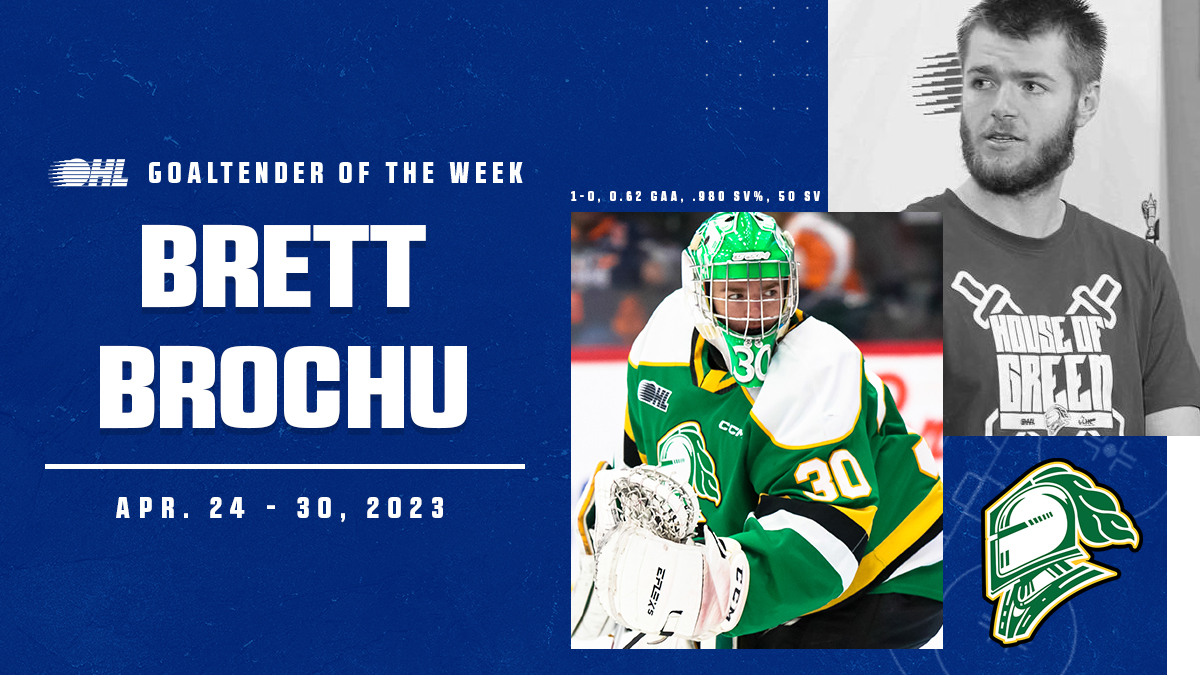 Knights’ Brett Brochu named OHL Goaltender of the Week - Ontario Hockey ...