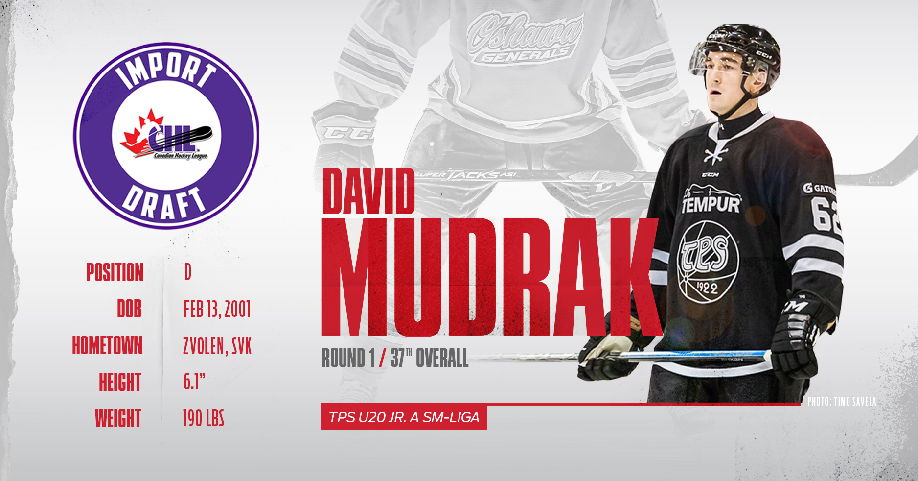Generals Select David Mudrak in the 2020 CHL Import Draft - Oshawa Generals