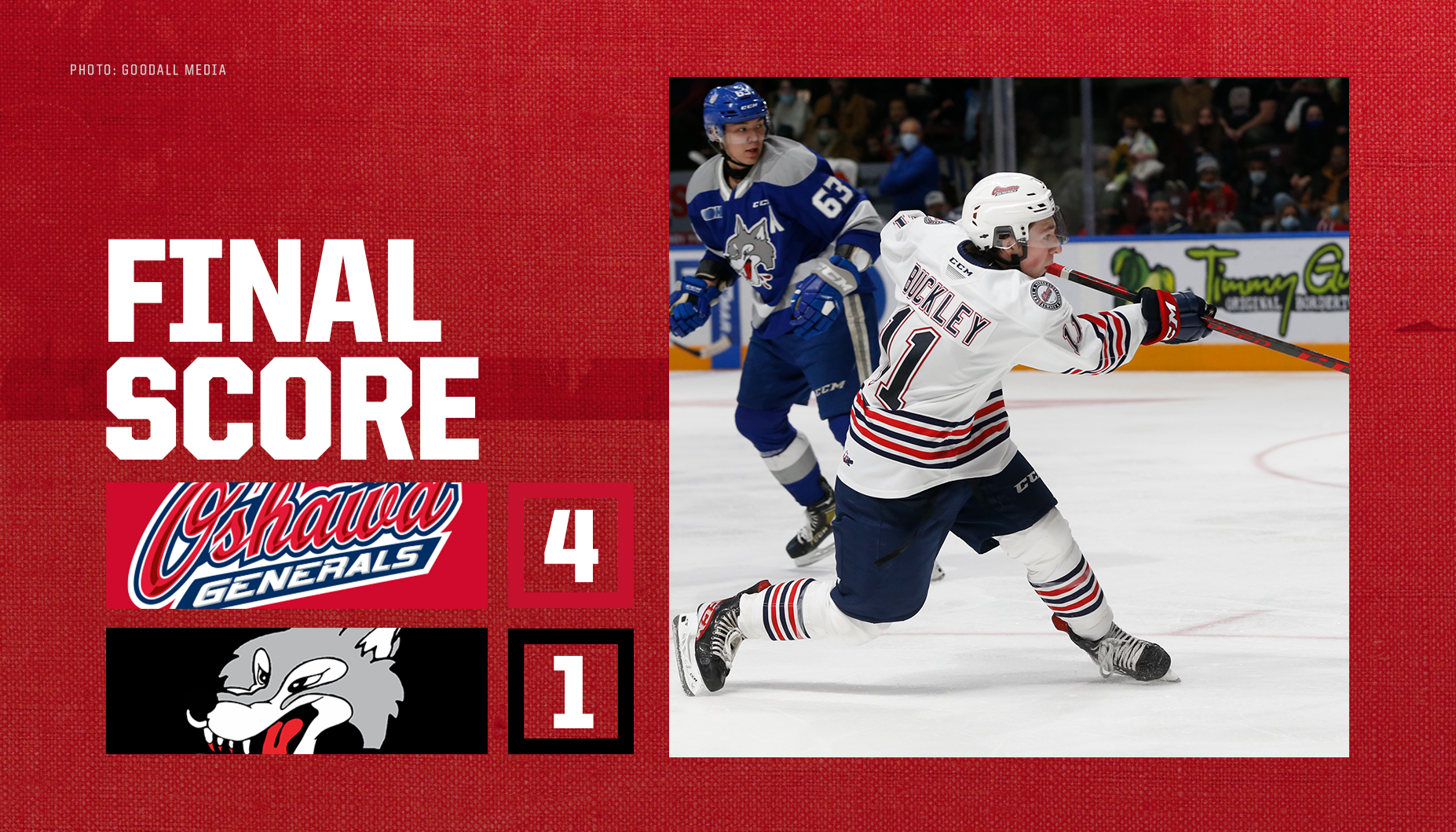 Buckley scores twice to lead Generals over Wolves - Oshawa Generals