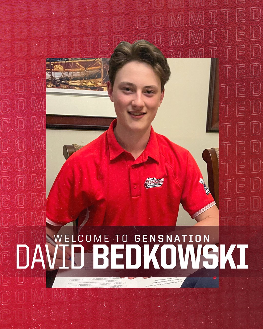 36th overall selection David Bedkowski commits to Generals - Oshawa Generals