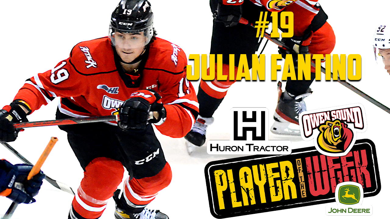 Fantino Named Huron Tractor Player of the Week - Owen Sound Attack