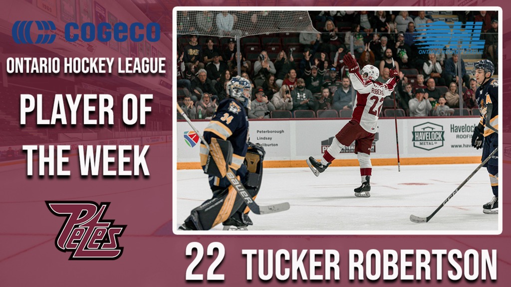 Tucker Robertson Named Cogeco OHL Player of the Week – Peterborough Petes Tucker Robertson Named Cogeco OHL Player of the Week – Peterborough Petes