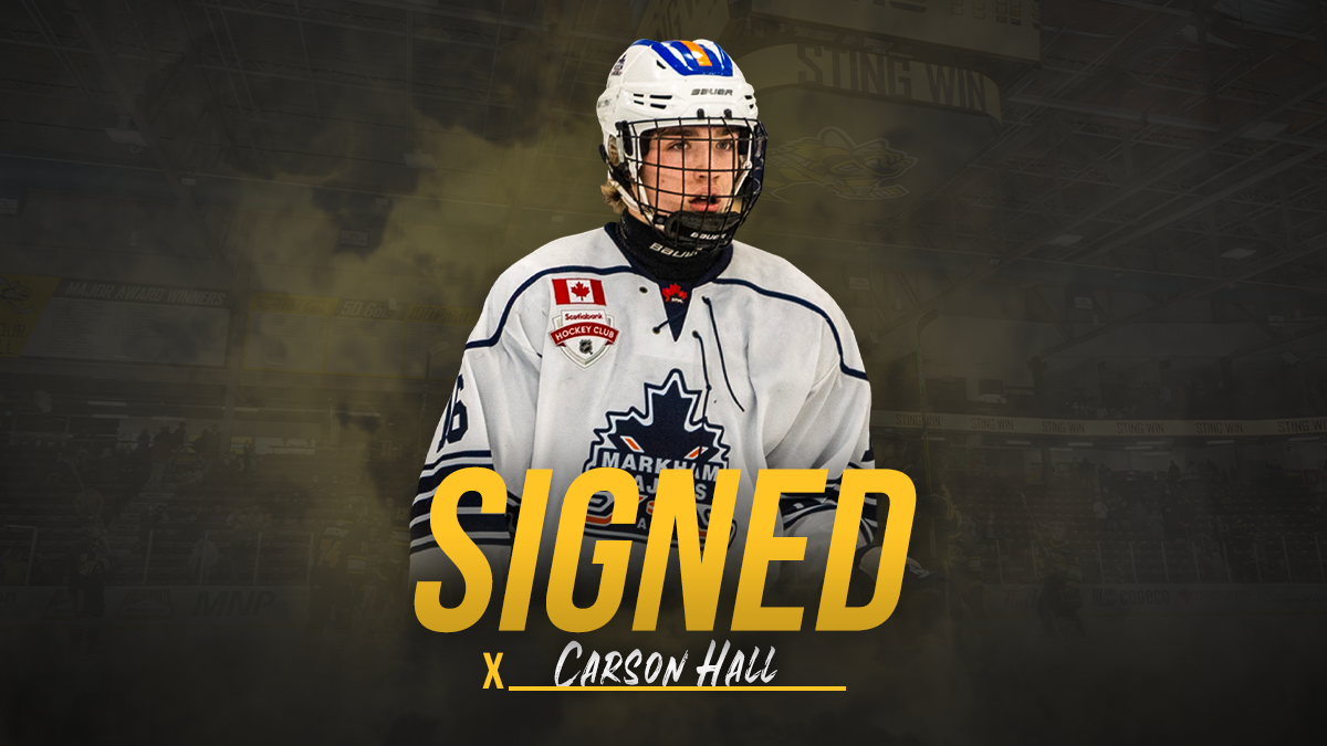 Sting Sign 2022 4th Round Pick Carson Hall - Sarnia Sting