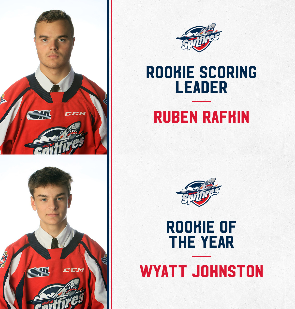 SPITFIRES TEAM AWARDS - Rookie Scoring Leader - RUBEN RAFKIN and Rookie ...