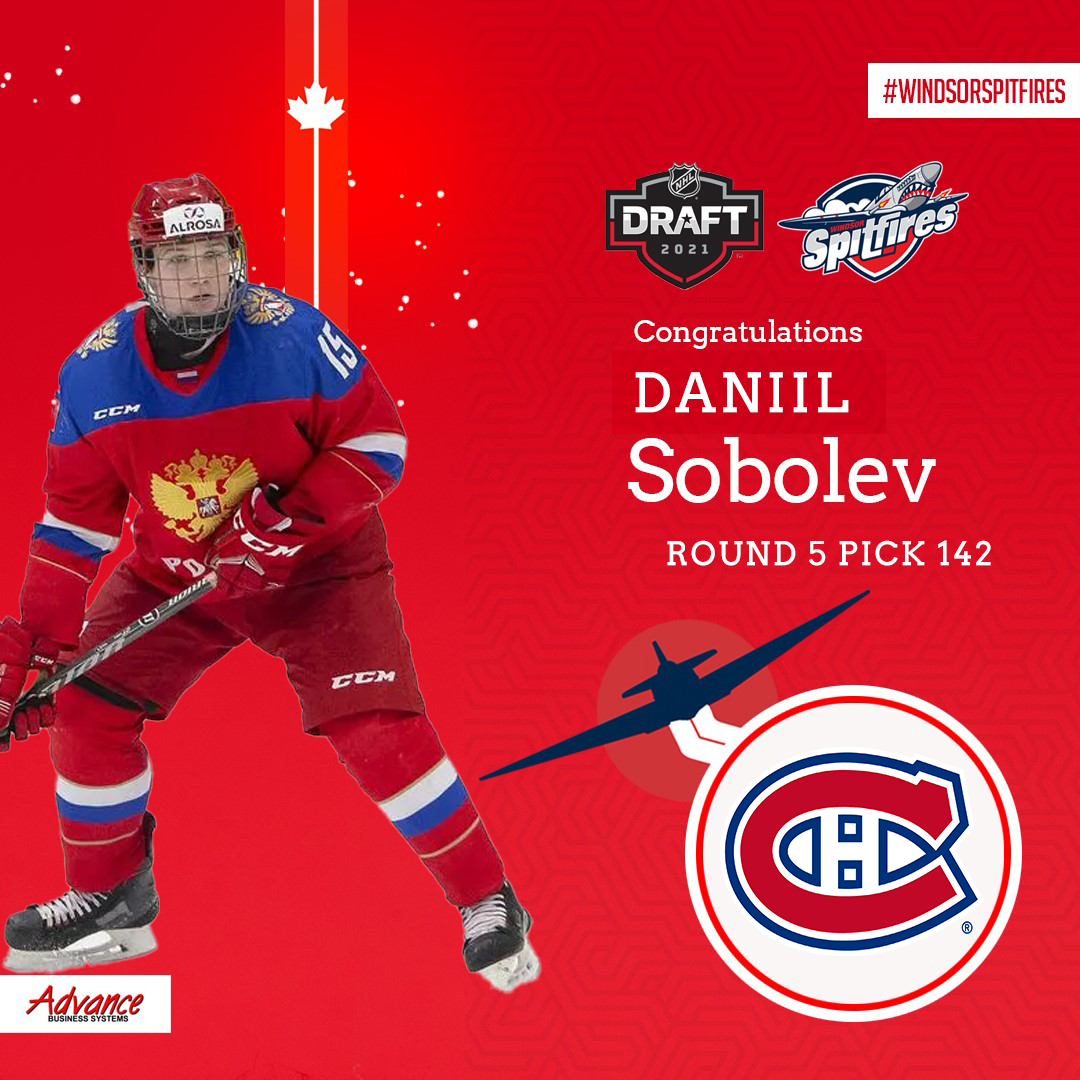 Montreal Canadiens Select Daniil Sobolev with the 142nd pick of the 2021 NHL Entry Draft ...
