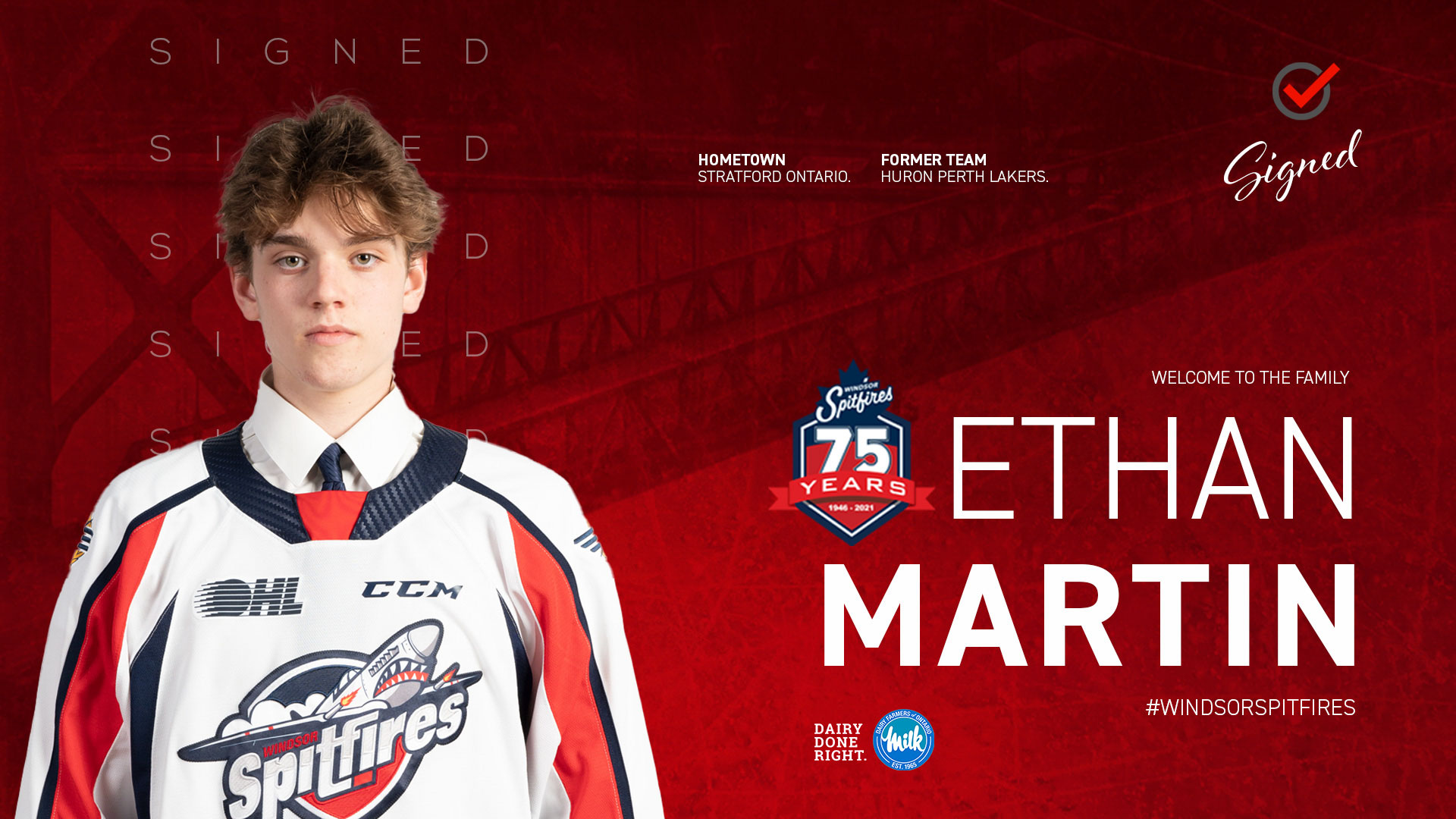 The Windsor Spitfires Sign 2021 4th Round Pick Ethan Martin to an OHL Standard Agreement ...