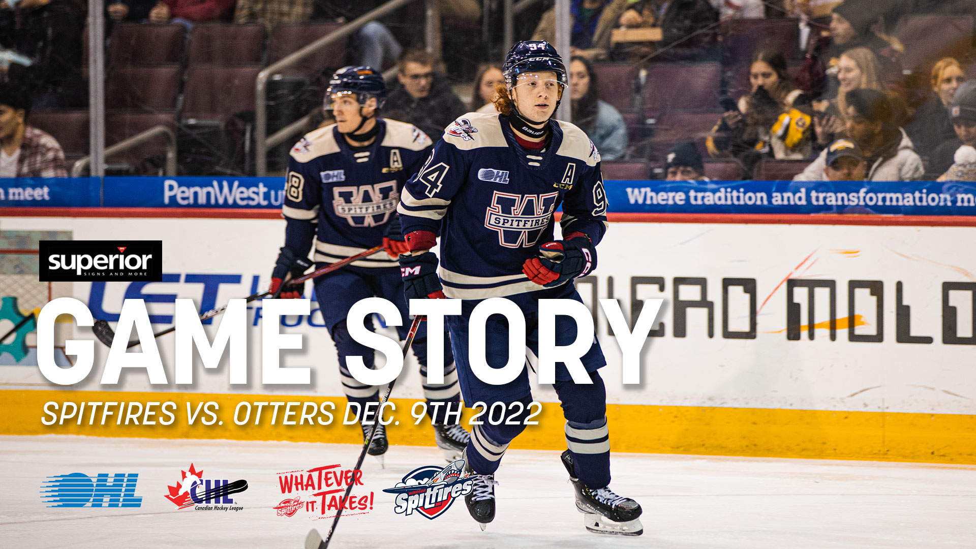 Spitfires Win 5th Straight 4-2 Over the Otters - Superior Signs Game ...